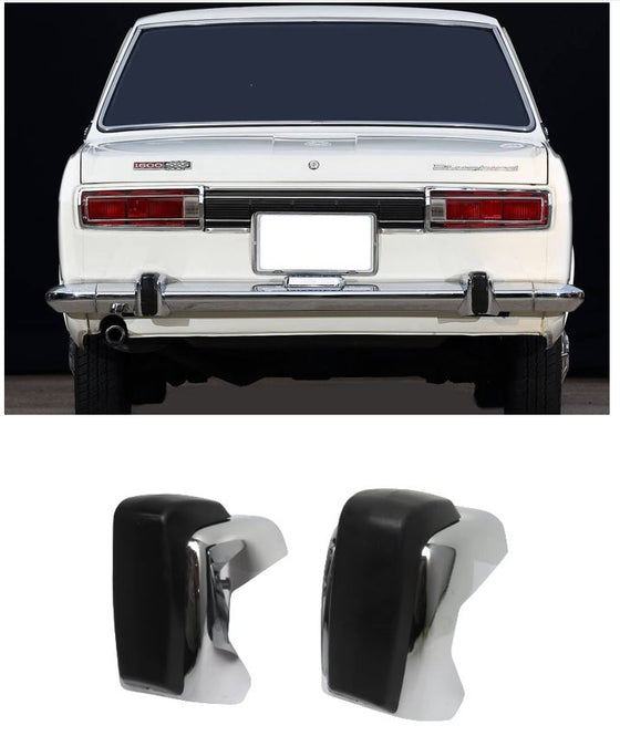 Datsun 510 1968-73 Rear Bumper Overrider set with Rubber Strip Reprodu ...