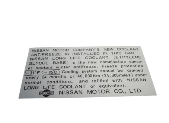 Coolant decal for Datsun 240Z, 260Z, Early 280Z – JDM CAR PARTS
