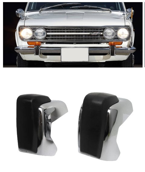 Datsun 510 1968-73 Front Bumper Overrider set with Rubber Strip Reprod – JDM CAR PARTS