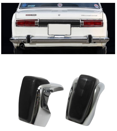 Datsun 510 1968-73 Rear Bumper Overrider set with Rubber Strip Reprodu ...