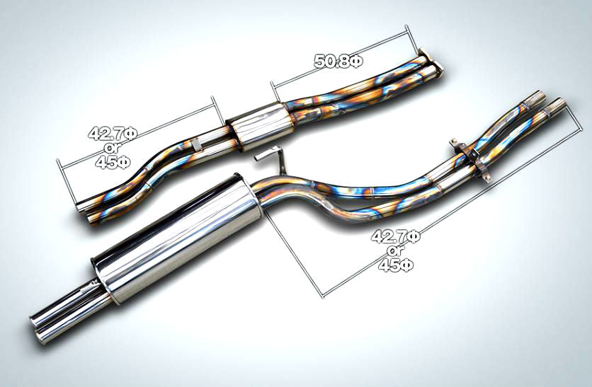 Protec performance stainless steel dual exhaust system for Skyline Ken ...